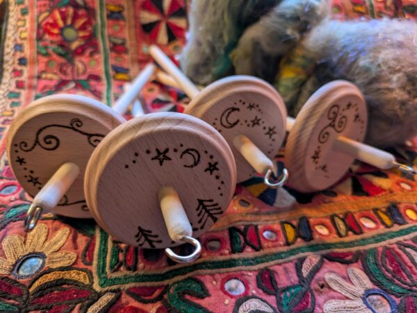 DROP SPINDLE Handmade Top Whorl Wooden Pyrography Wool Spinning Tools ...